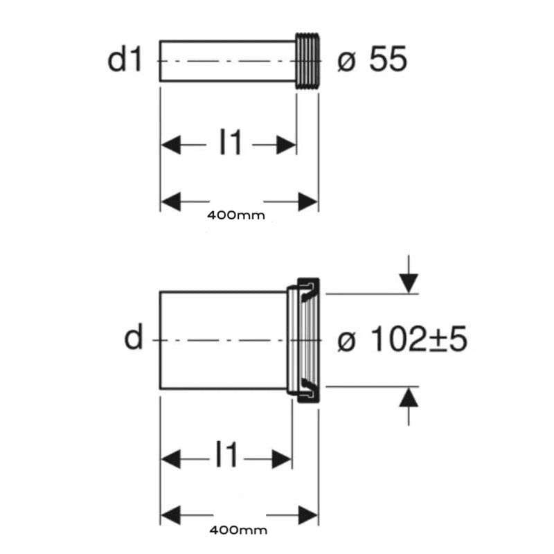 Geberit 40cm Wall-Hung WC Connection Set 152 403 16 1