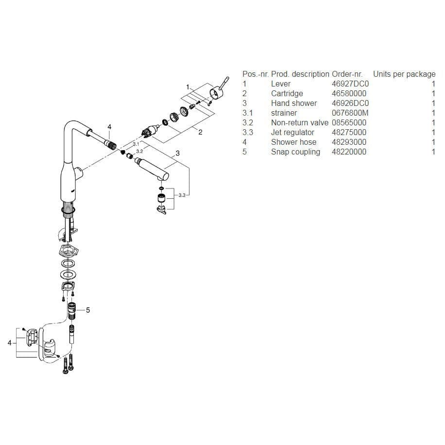 Grohe Essence Single-lever Kitchen Sink Mixer 30271DC0 Spare Parts