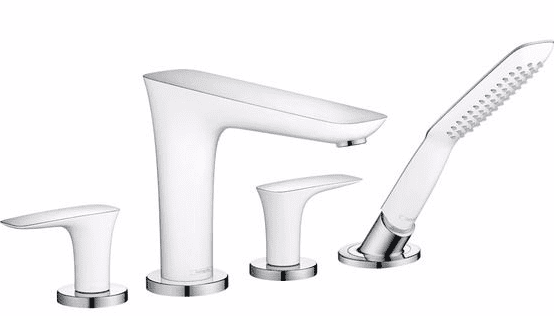 Hansgrohe PuraVida 4-Hole Rim-Mounted Bath Mixer White/Chrome 15446400