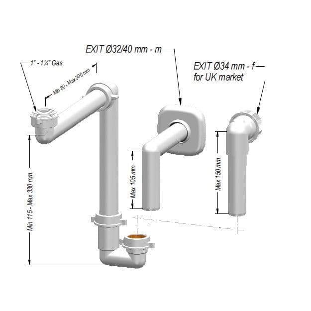 Ideal Standard Basin Space Saving Waste - New Style EE23033967