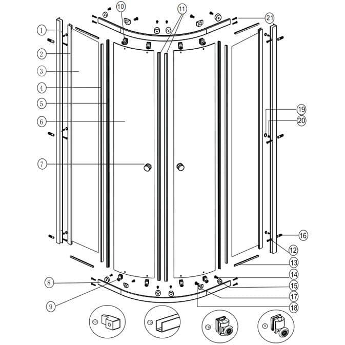 Ionic Source 1200x800mm 2 Door Quadrants A1202HH Spare Parts