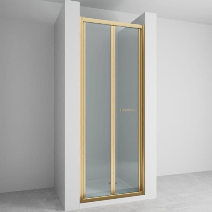 Lakes Showering ROKU Semi Framed Bifold 800m Brushed Brass AB080BRS ...