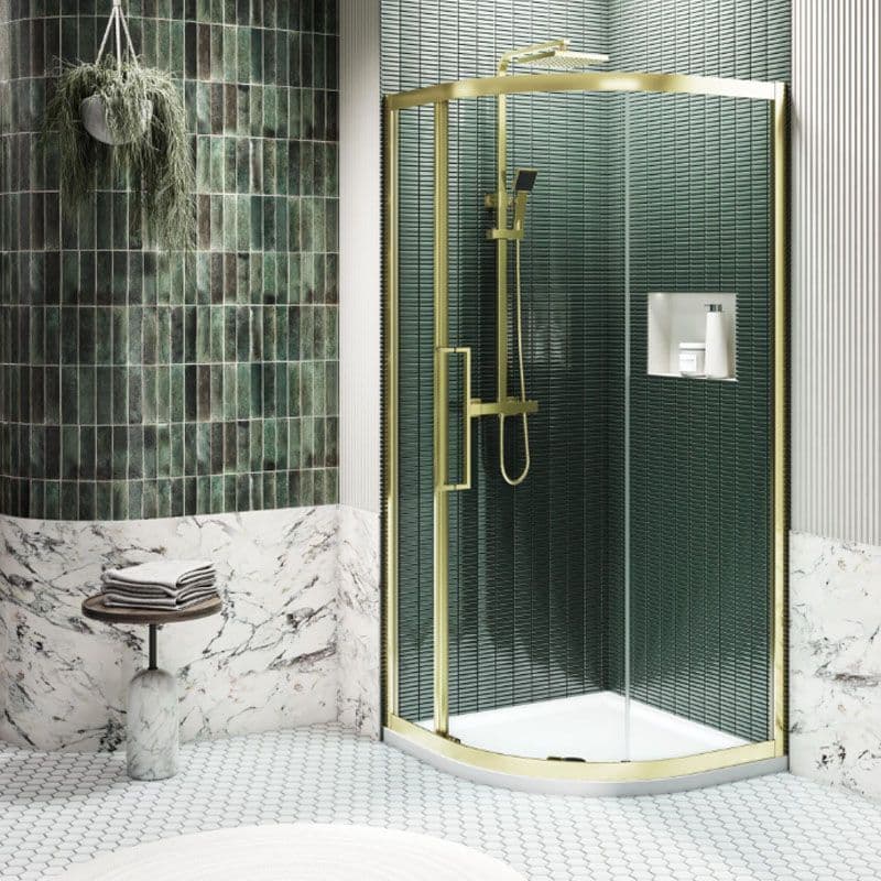 Lakes Showering Wave Brushed Brass Single Door Quadrant 862mm ...