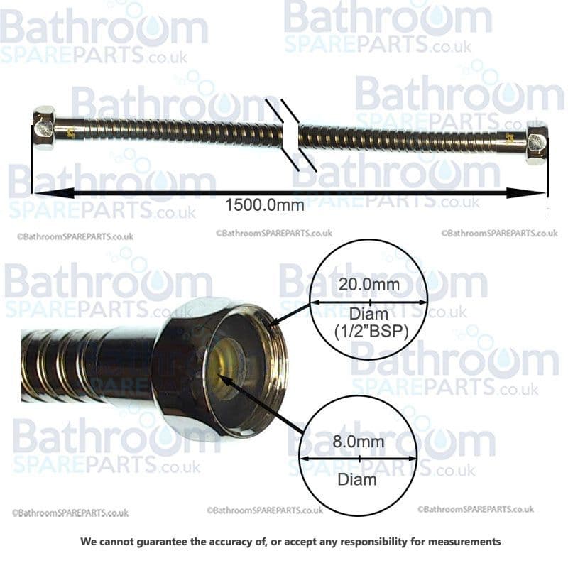 Lefroy Brooks 1 5m Nickel Narrow Bore Flexible Shower Hose LB 2100NK