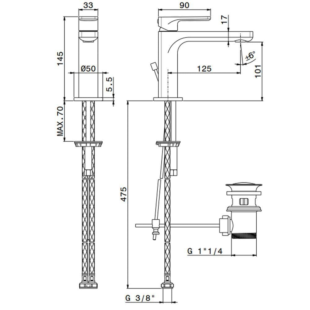Newform B-Easy Single-Lever Basin Mixer With 1 1/4 Pop-Up Waste Set ...