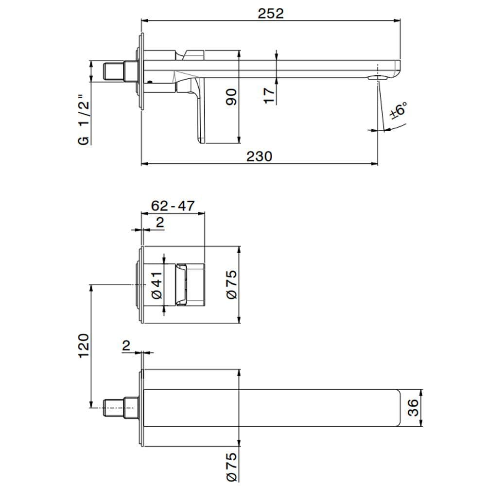 Newform B-Easy Single-Lever Wall Mixer Group Without Pop-Up Waste Set ...