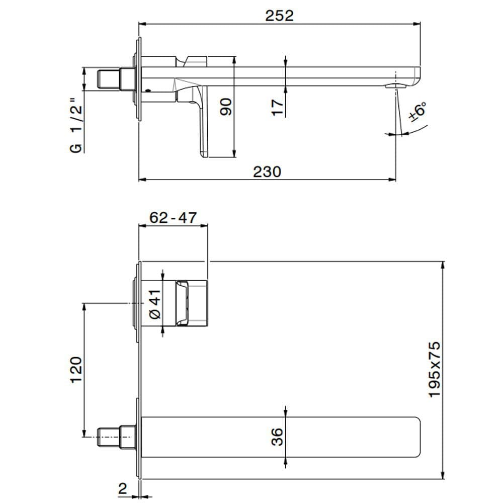 Newform B-Easy Single-Lever Wall Mixer Group Without Pop-Up Waste Set ...