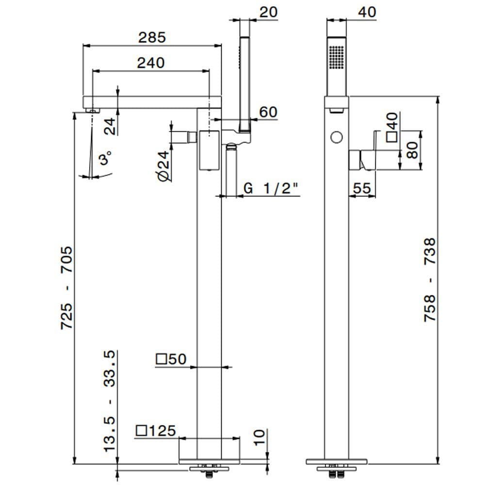Newform Ergo Q Floor Mounted Bathgroup With Mixer Diverter & Shower Set ...