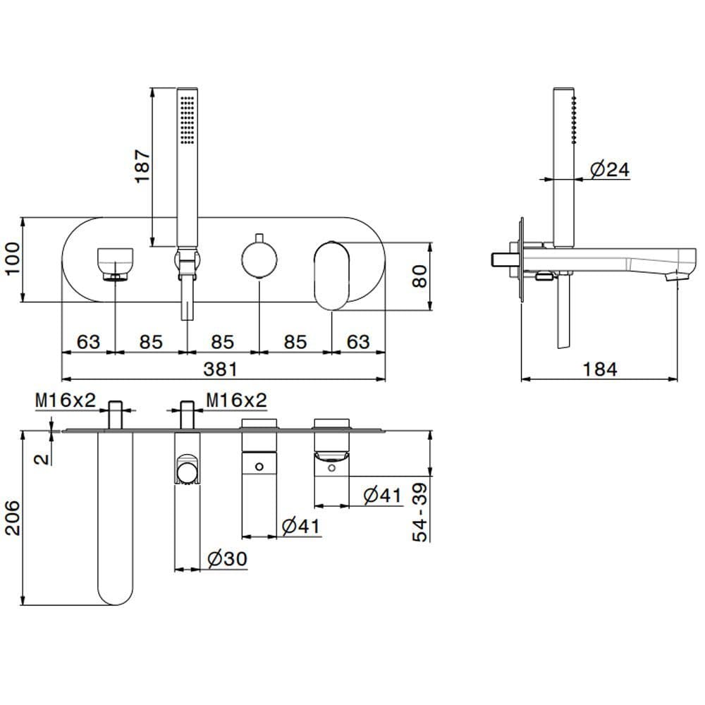 Newform Linfa II Single-Lever Bath Mixer With Diverter Wall Spout ...
