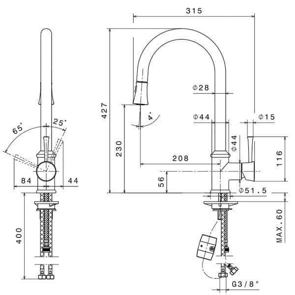 Newform Real Single-Lever Sink Mixer With Swivel Spout & Jet Pull-Out ...