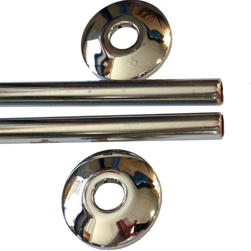 Pair Chrome Radiator Pipe fixing Set Pipe 300mm and Rosette RXEL ...