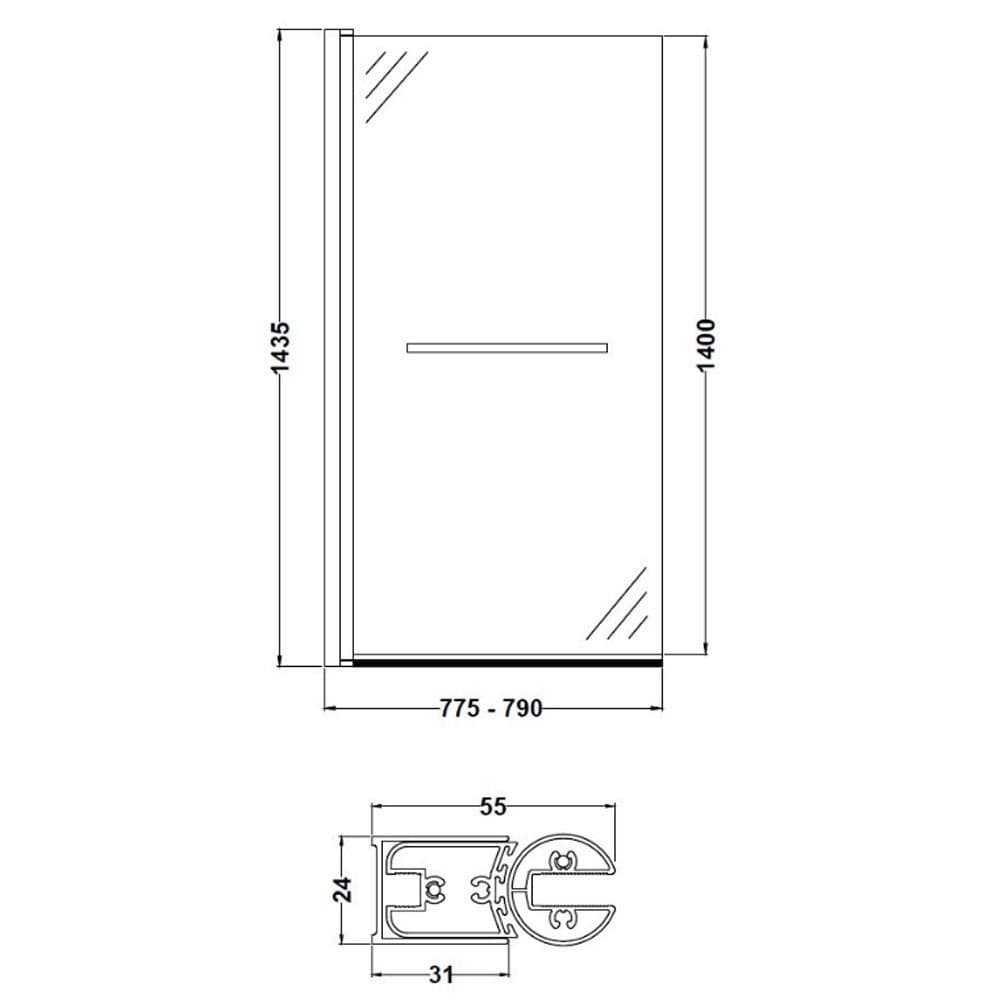 Premier Showers Square Bath Screen With Rail NSSQR3 Spare Parts