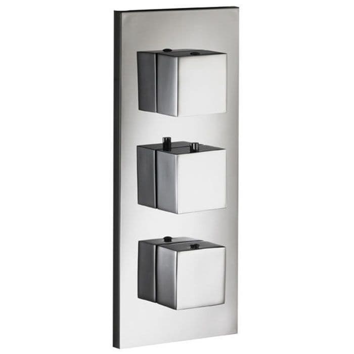 Pura SQ2 flow two outlet thermostatic shower valve with chrome finished ...