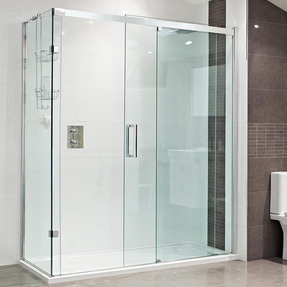 Roman Showers Decem 1400x900mm Corner Sliding Door Shower Enclosure ...