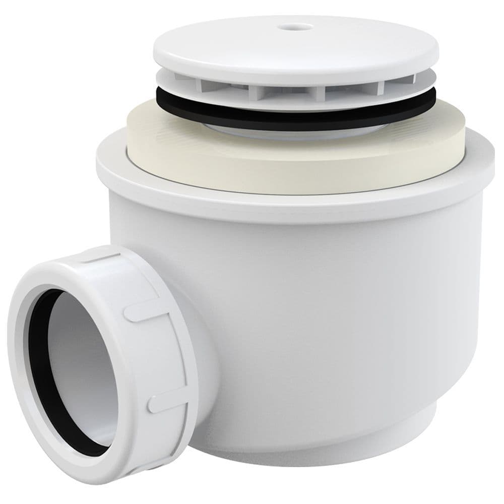 Shower Waste & Trap 50mm DN40 Cover Ø71mm Polished White A47B-50