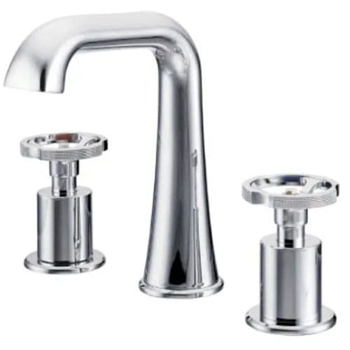 St James Arno Deck Mounted Three Hole Basin Mixer Round Handle Chrome ...