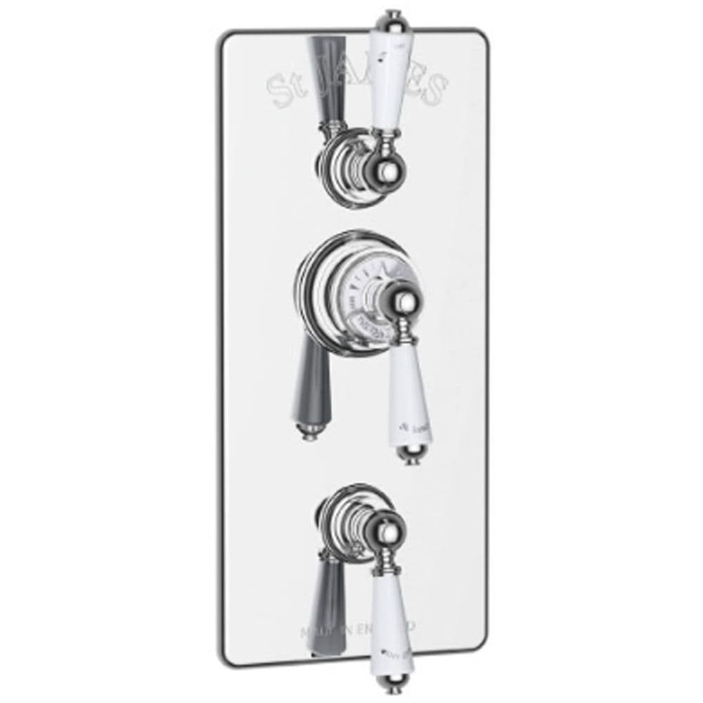 St James Traditional Concealed Valve 3 Outlets London Lever Chrome ...