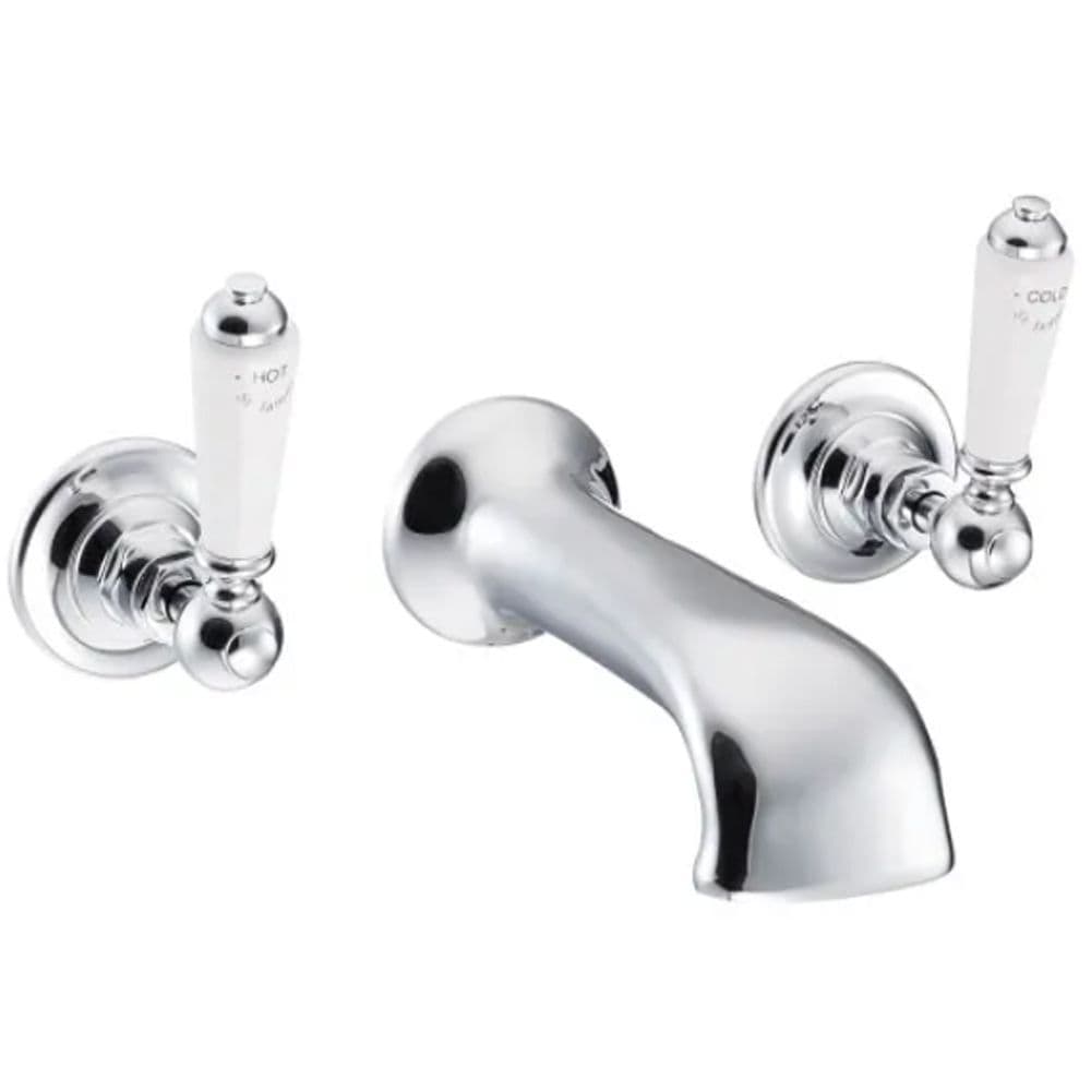 St James Traditional Wall Mounted Three Hole Bath Filler London Lever ...