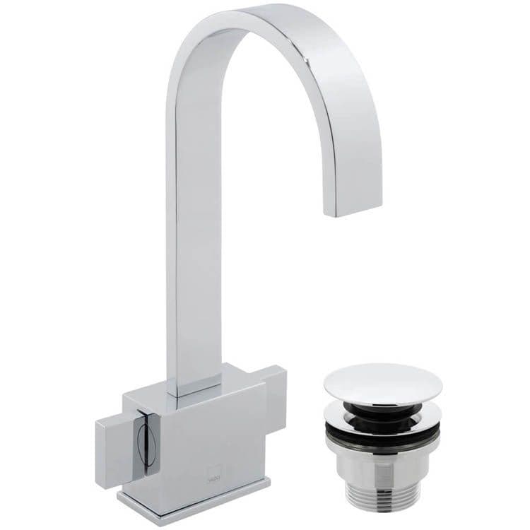 Vado Geo Mono Basin Mixer Deck Mounted Smooth Bodied With Clic-Clac ...