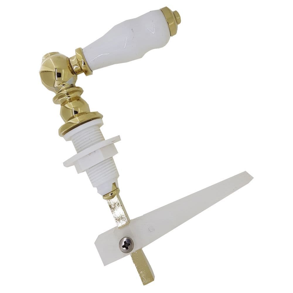 Victorian Cistern Lever Traditional Ceramic Handle WC Toilet Flush Gold ...