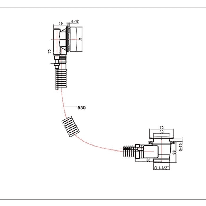 Wirquin Macdee Cable Operated Pop up Bath Waste with Mushroom Head 30719934