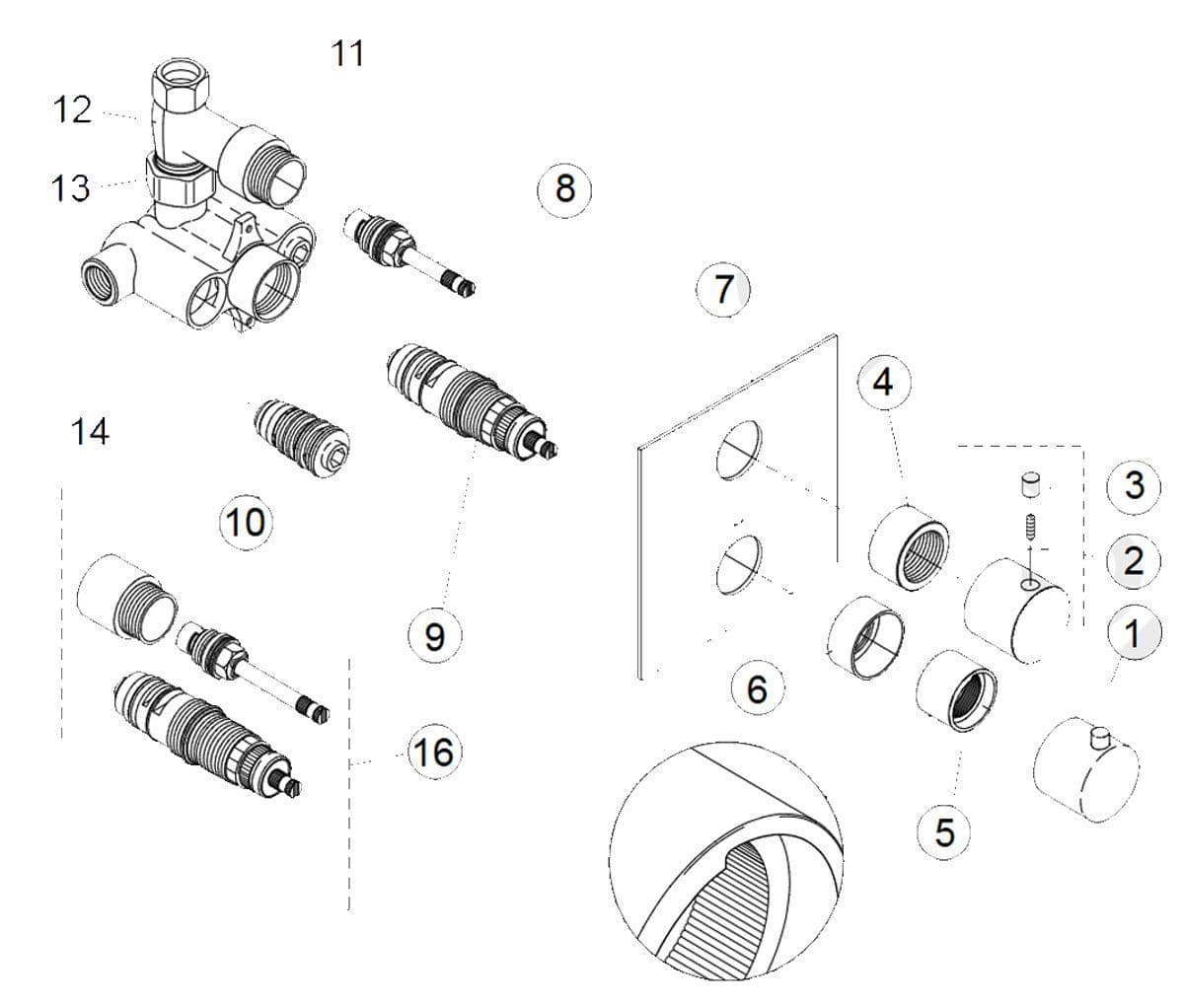 Jado Geometry Shower Valve F1361AA Spare Parts