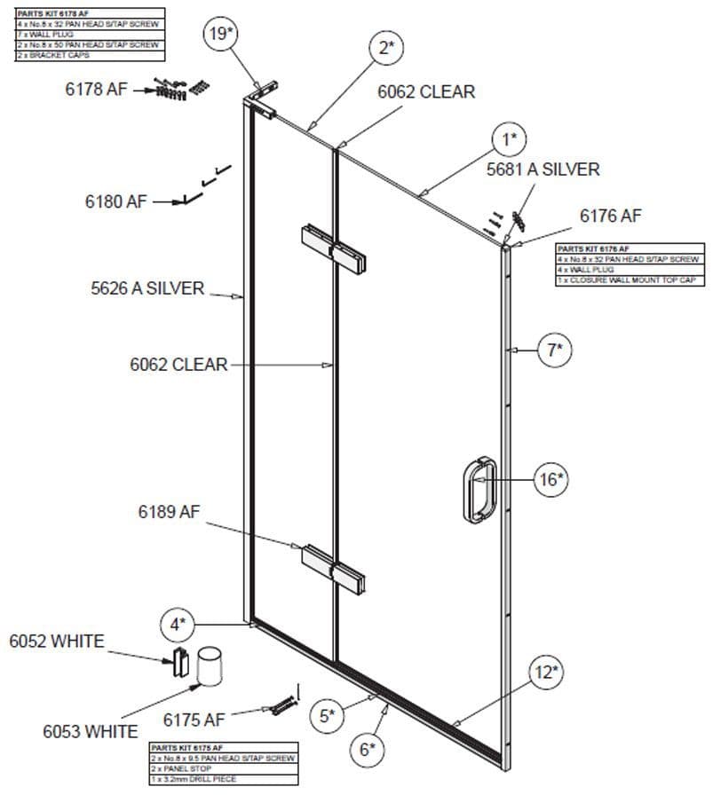 Matki Eauzone Plus EPH Recess Shower Door With Hinge Panel Spare Parts ...