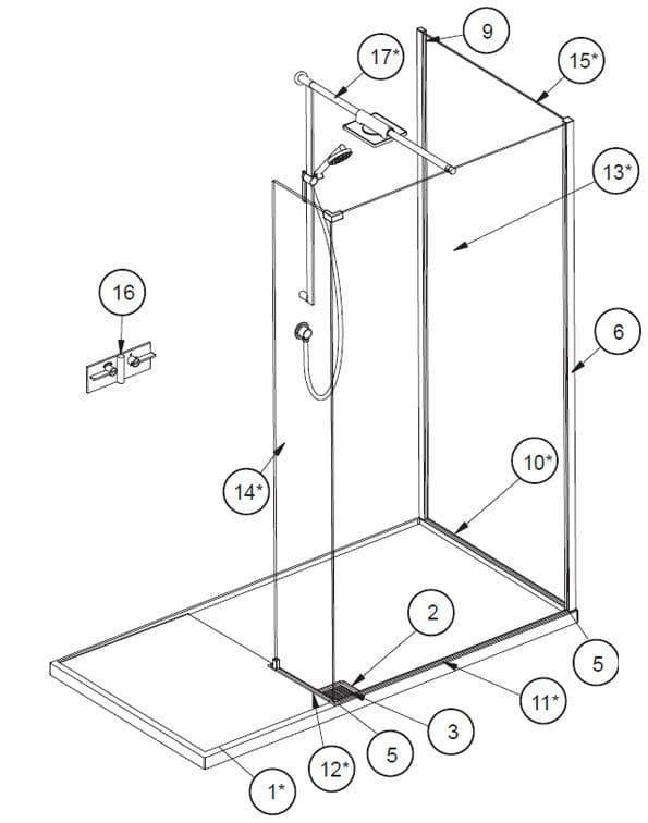 Matki Boutique NWSC/TB Walk-In Corner Shower With Blade Mixer Spare ...