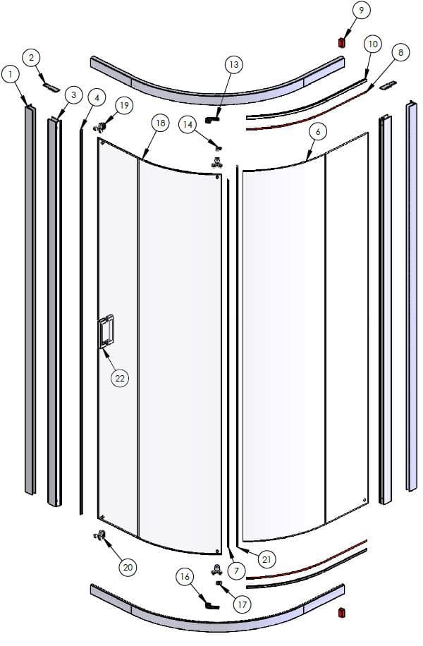 Roman Showers Haven8 One Door Quadrant Shower Enclosure Spare Parts