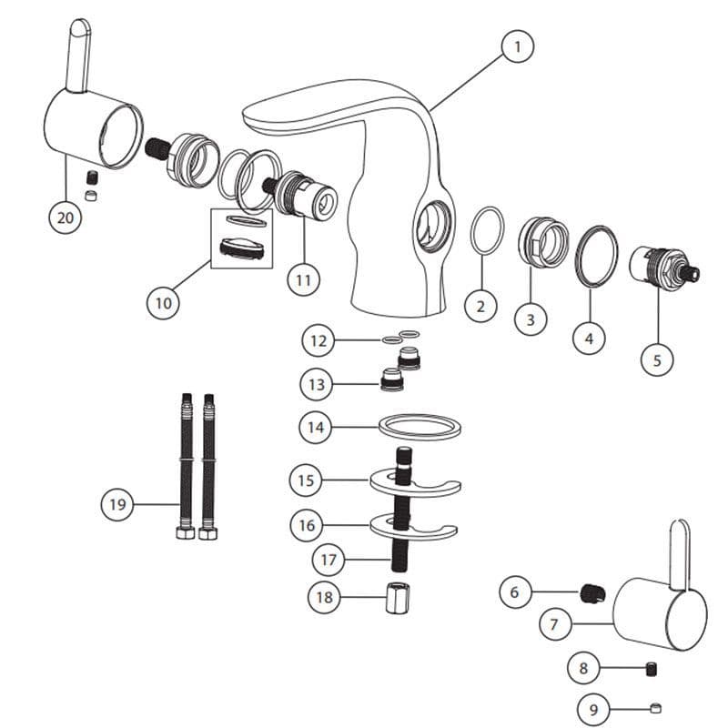 Roper Rhodes Verse Basin Mixer With Click Waste T271102 Spare Parts