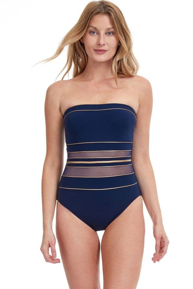 Gottex Onyx Bandeau Swimsuit - Navy