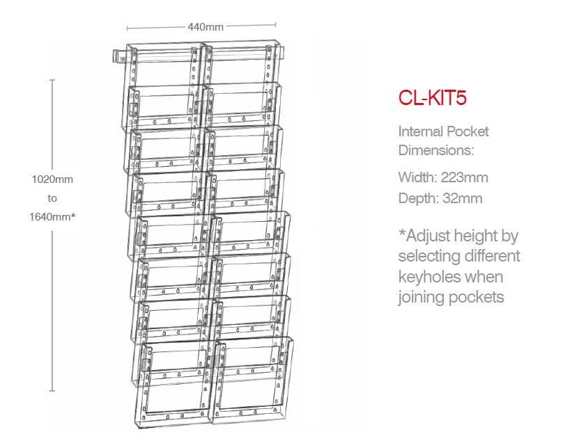 16 Pocket A4 Portrait Wall Display