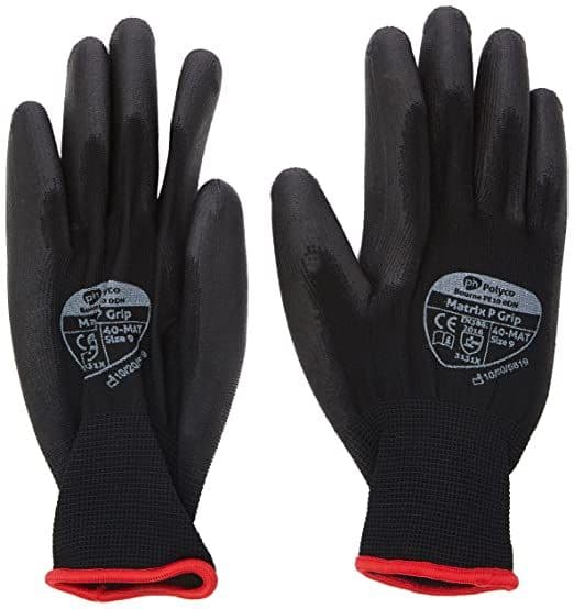Polyco Matrix P Grip PU Palm Coated Black Gloves
