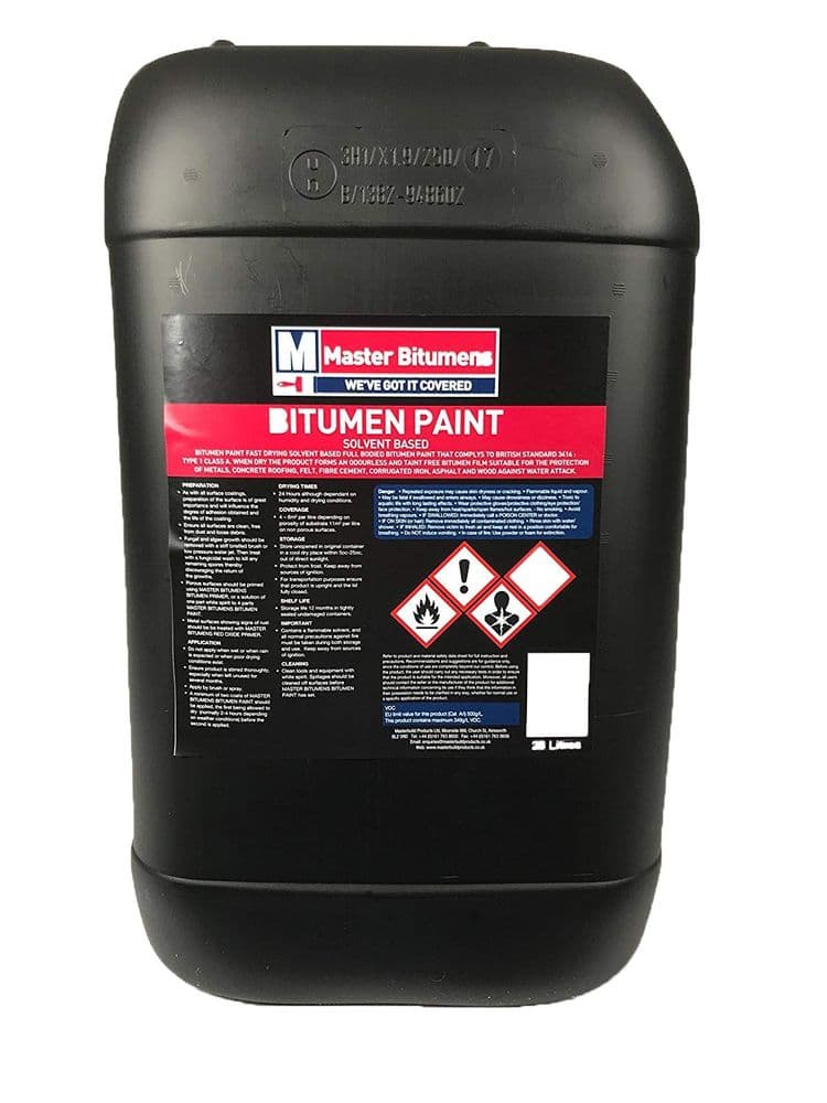 Black Bitumen Paint Concrete Steel Iron Waterproof Coating 25L Master ...