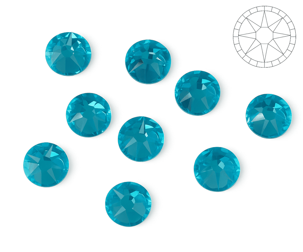 Aquamarine Star Cut EIMASS 8898 Exquisite Hot Fix Flat Back Crystals ...