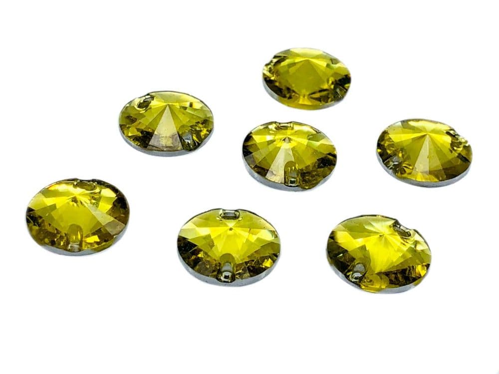 Citrine Yellow Round Rivoli Shape EIMASS Resin Crystals Sew or Glue on ...