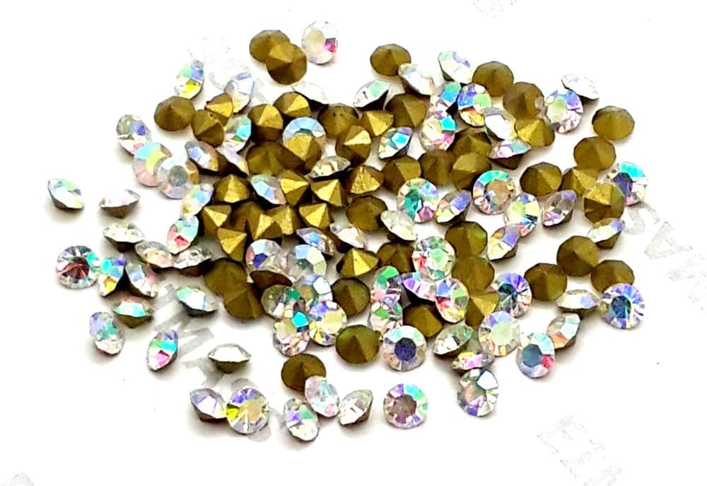 Crystal AB Foiled Chatons EIMASS Point Back Crystals