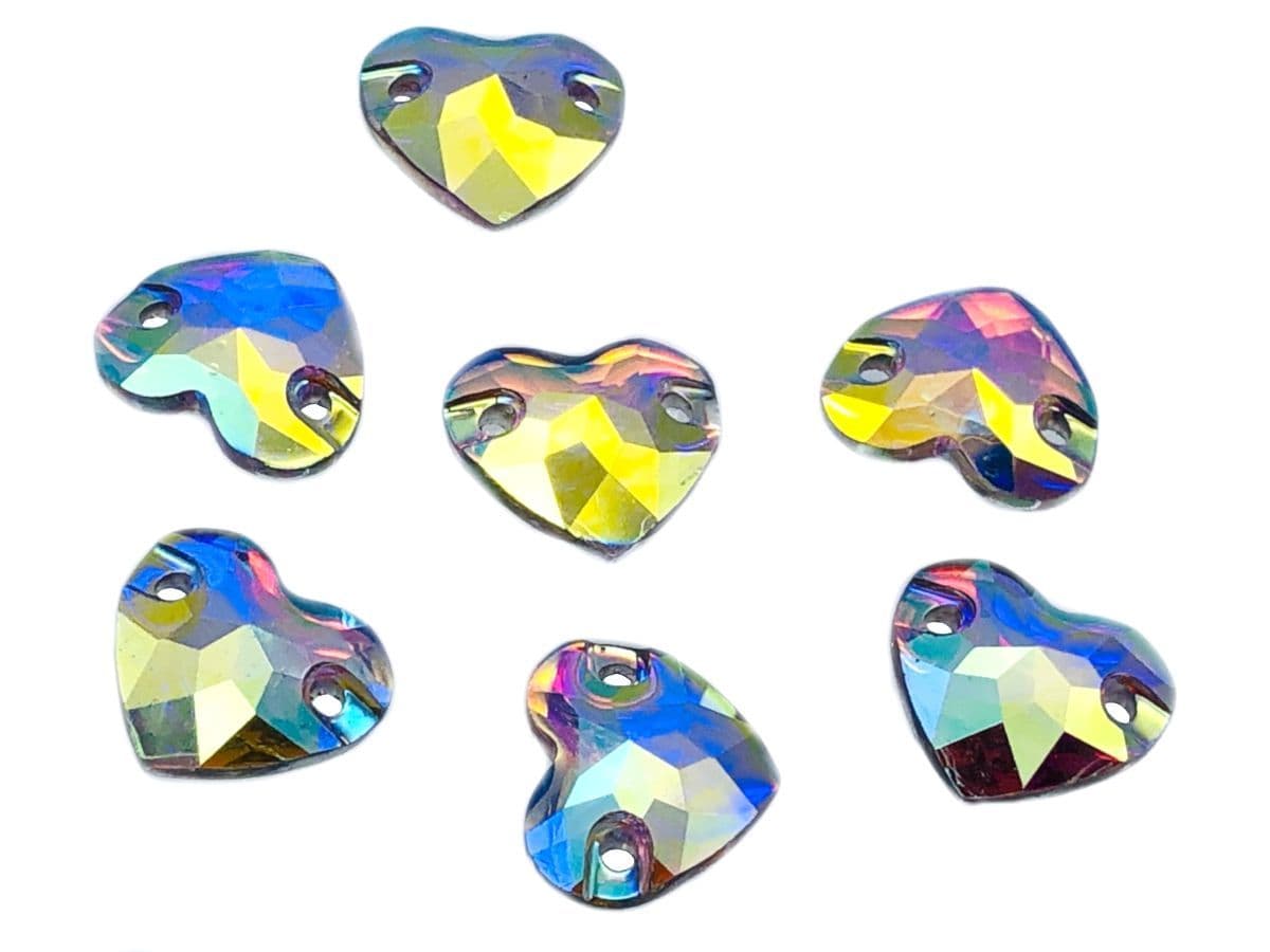 Crystal AB Heart Shape EIMASS Resin Sew on Glue on Crystals