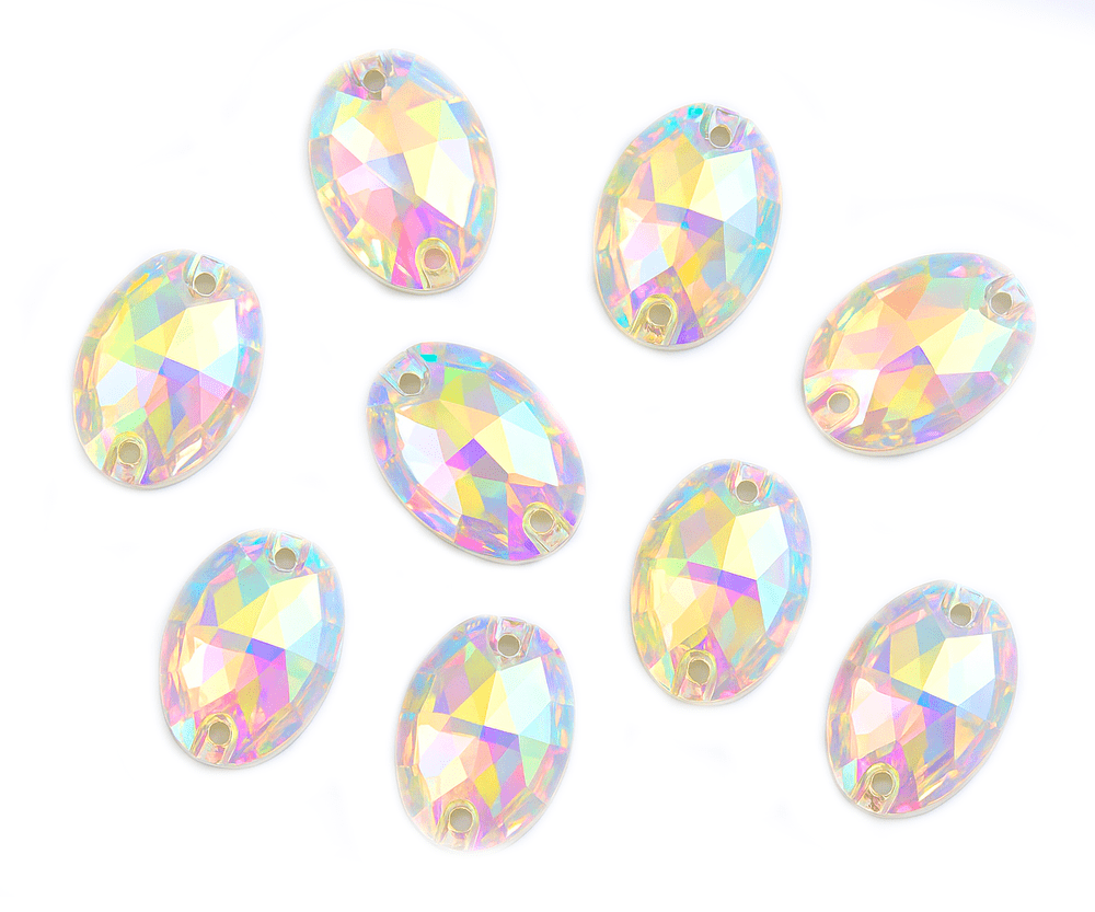 Crystal AB Oval Shape EIMASS Resin Crystals Sew or Glue on Flat Back ...