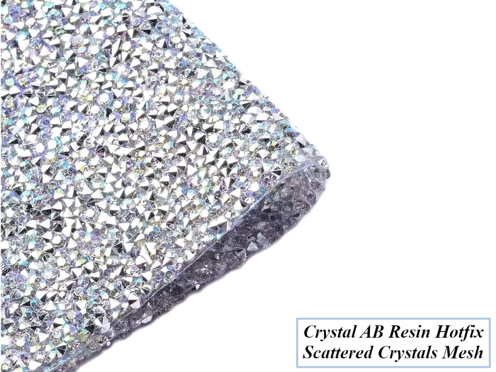 Crystal AB Scattered Crystals Hot Fix Rhinestone Mesh 22x38cm EIMASS ...