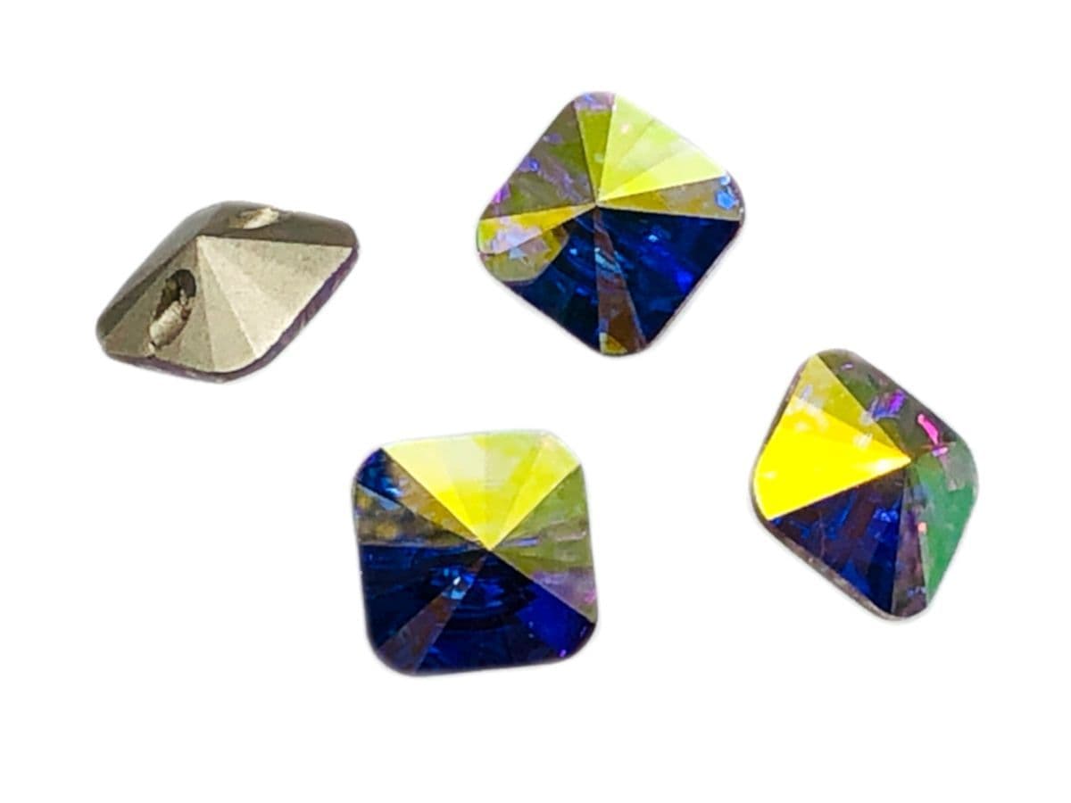 Crystal AB Square Rivoli Buttons EIMASS Exquisite Range Cut Glass Sewing Buttons 5 Buttons 12mm