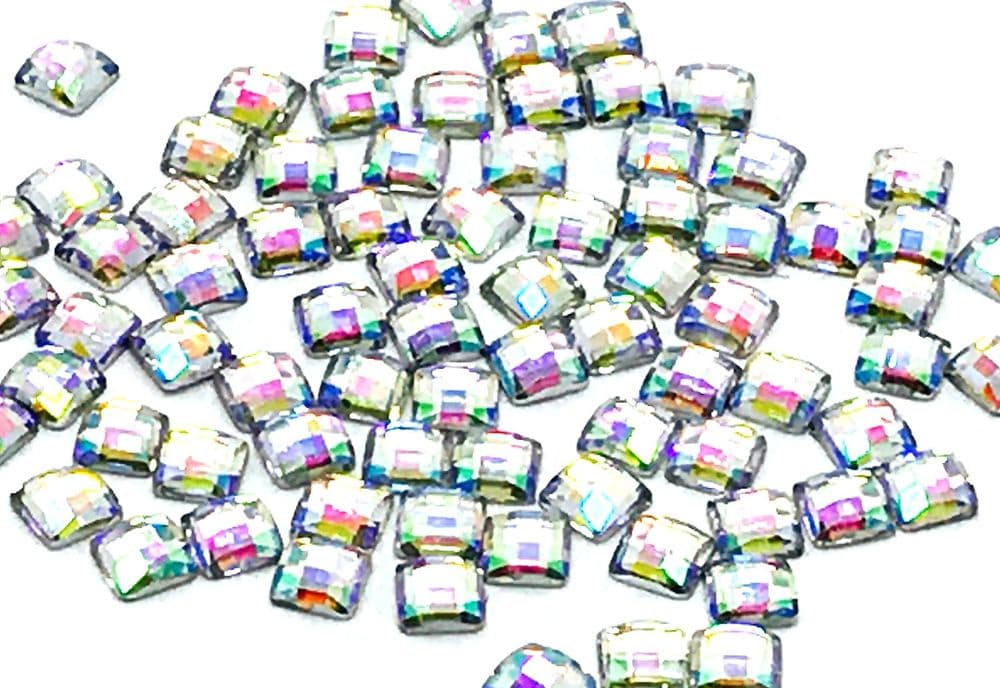 Crystal AB Square Shape EIMASS Tiny Resin Flat Back Crystals