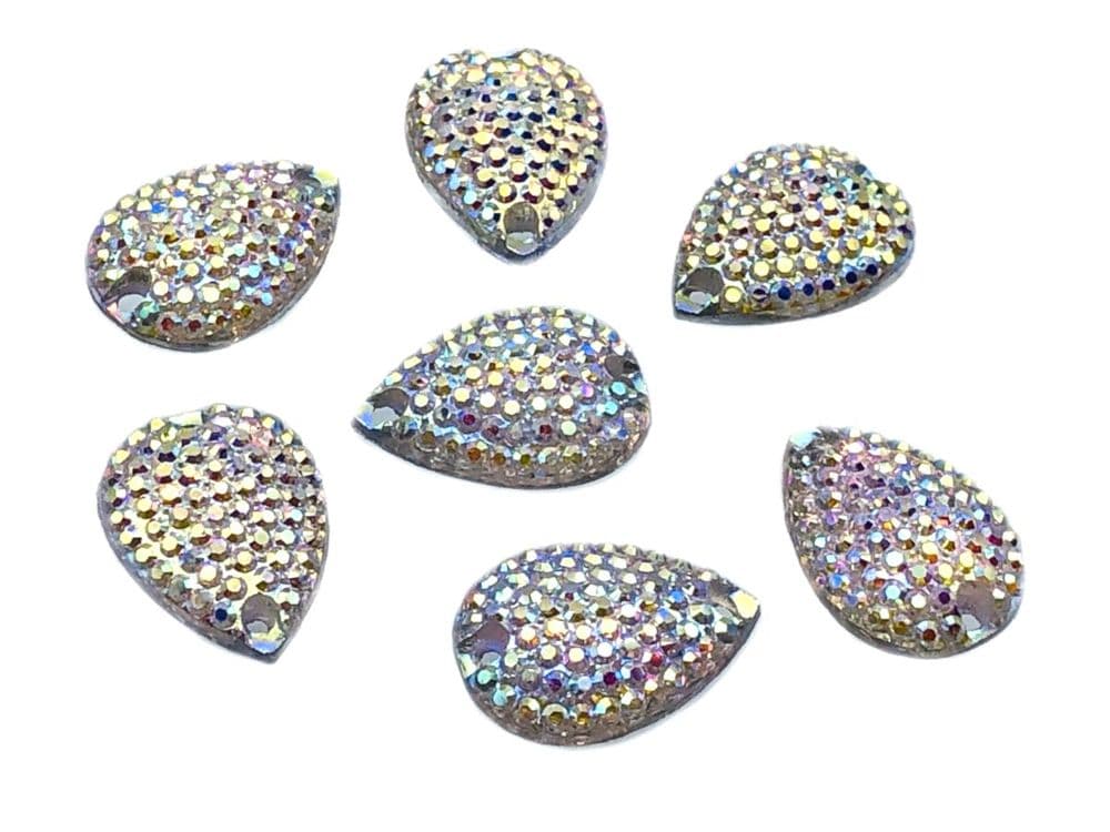 Dotted AB Teardrop EIMASS Resin Crystals Sew or Glue on Flat Back ...