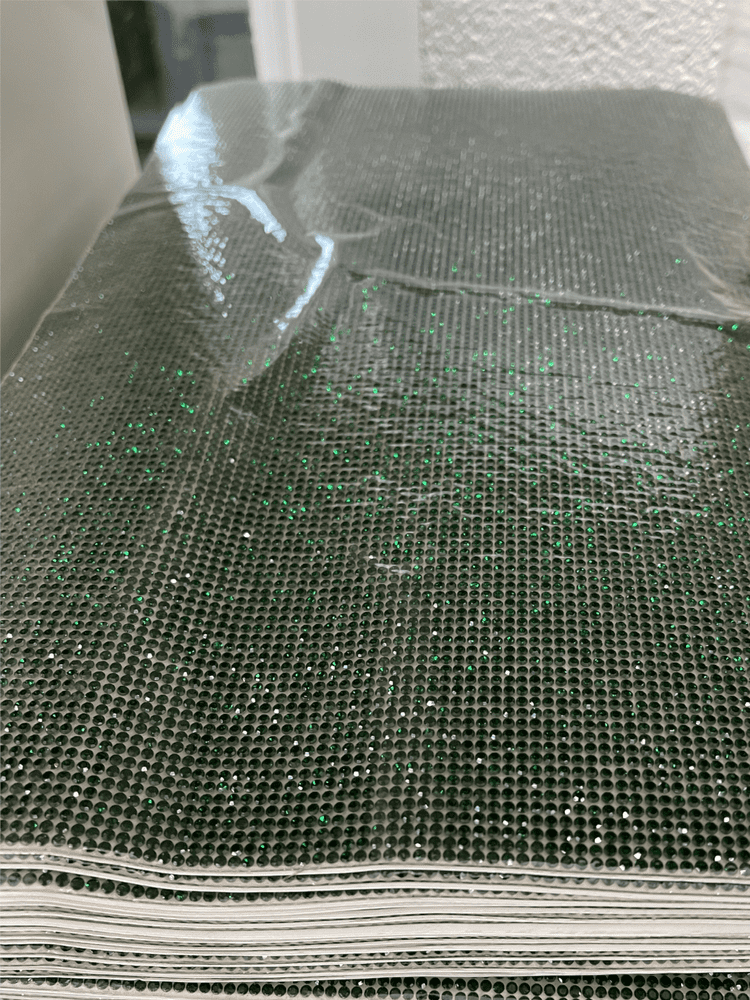 Emerald Green Self-Adhesive Mesh EIMASS Rhinestone Sheet