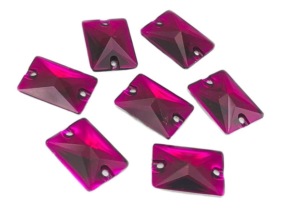 Fuchsia Rectangle Shape EIMASS Resin Sew on Glue on Crystals