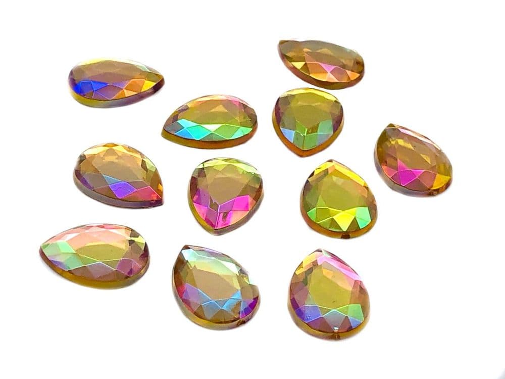 Gold AB EIMASS Acrylic Teardrop Flat Back Rhinestones