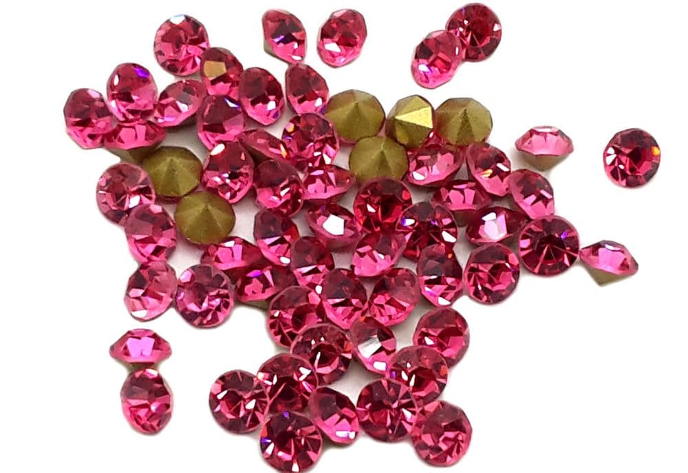 Hot Pink Point Back Crystals EIMASS World Class Foiled Chatons