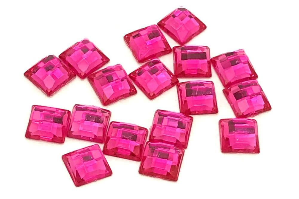 Hot Pink Square EIMASS Acrylic Flat Back Rhinestones