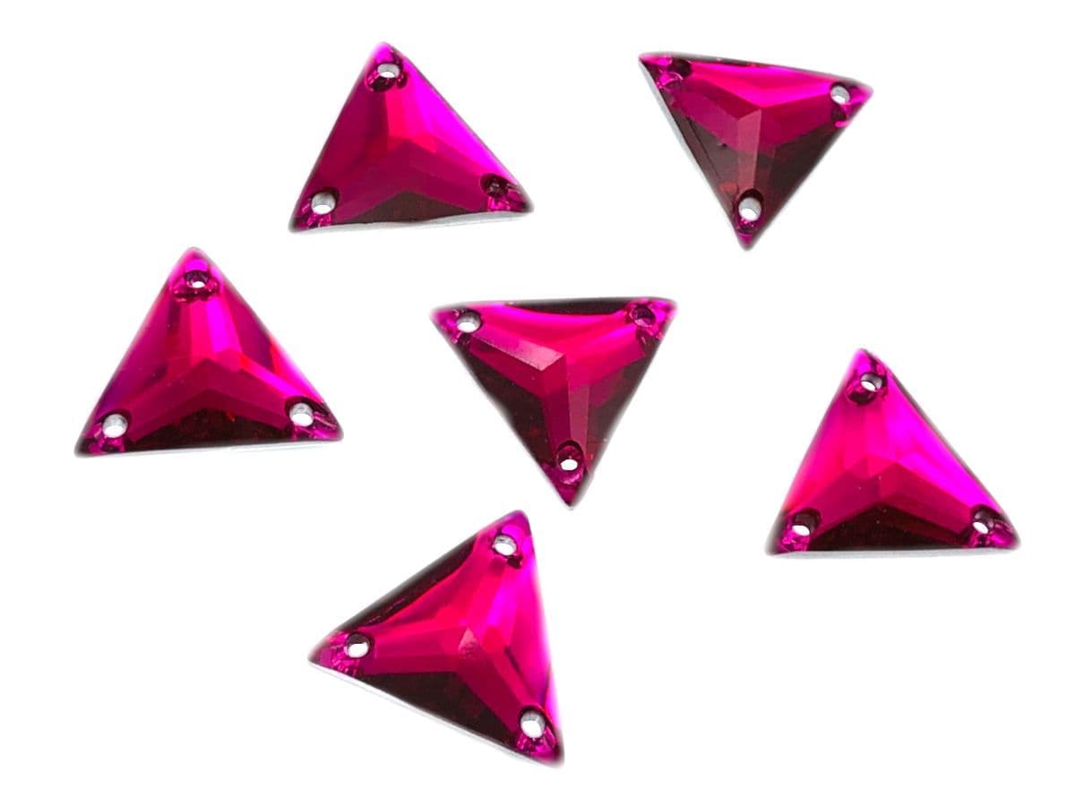 Hot Pink Triangle EIMASS Resin Crystals Sew on Glue on Stones