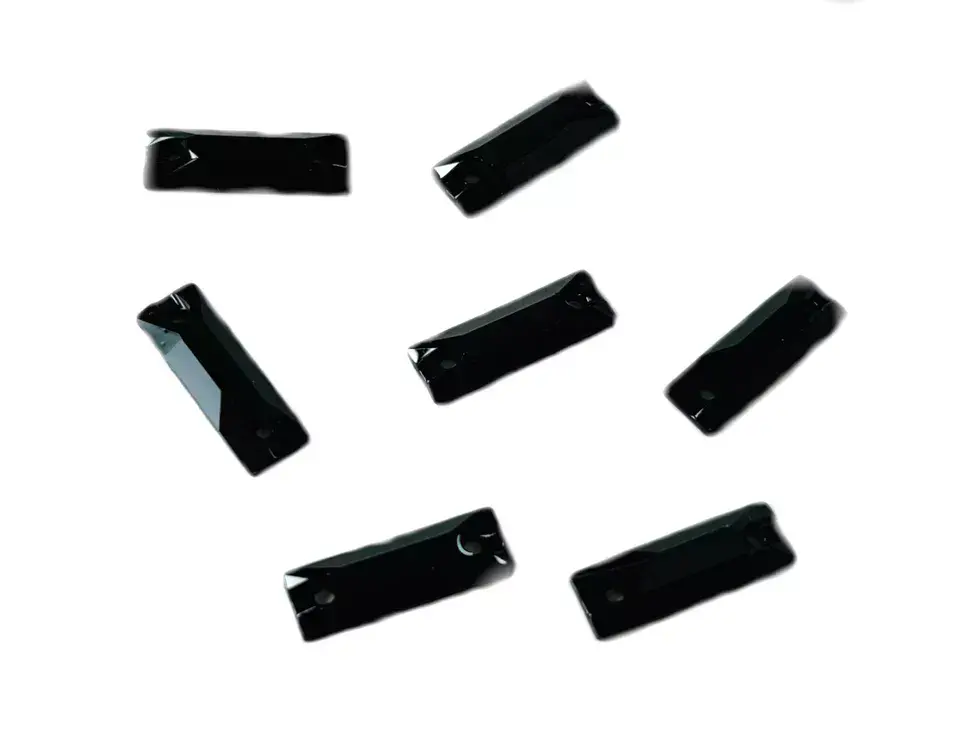 Jet Black Oblong Shape EIMASS Resin Sew on Glue on Crystals